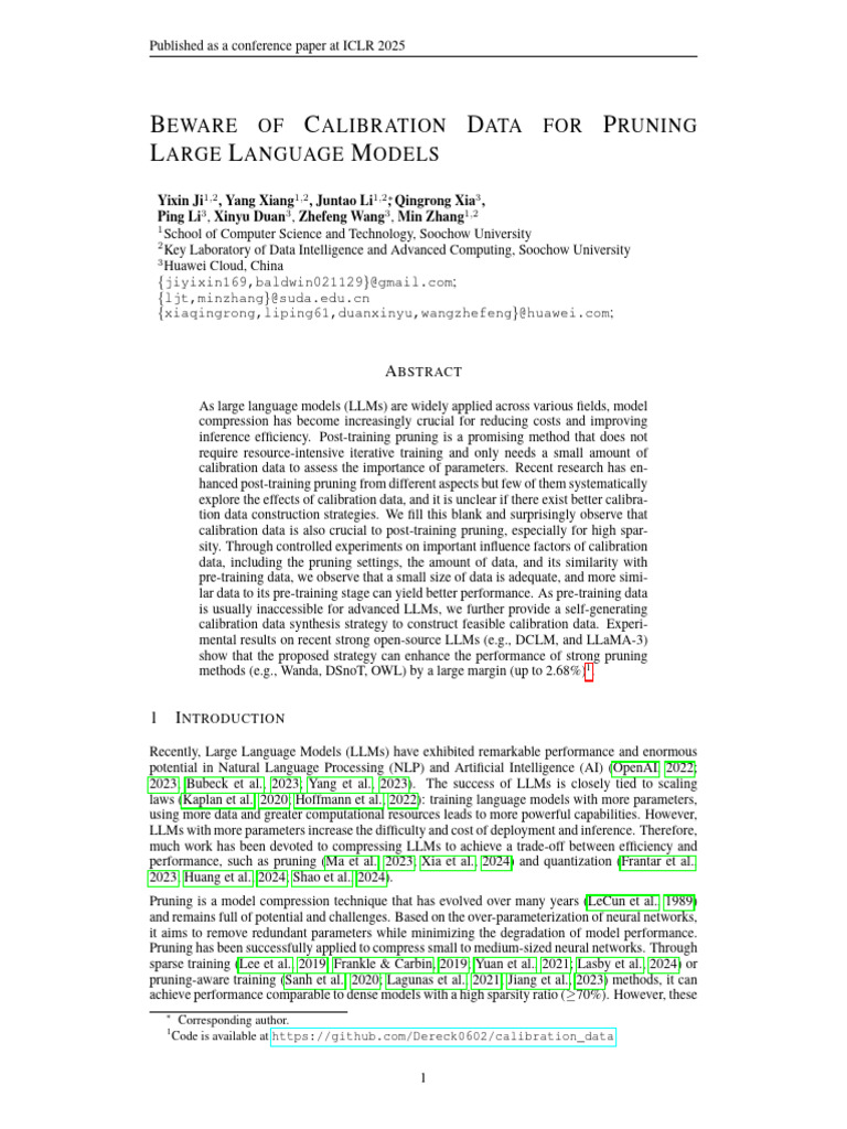 Beware of Calibration Data for Pruning Large Language Models | PDF ...