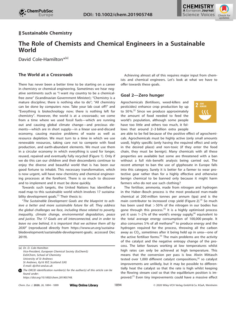 Chemists' Role in Sustainable Development | PDF | Recycling | Waste
