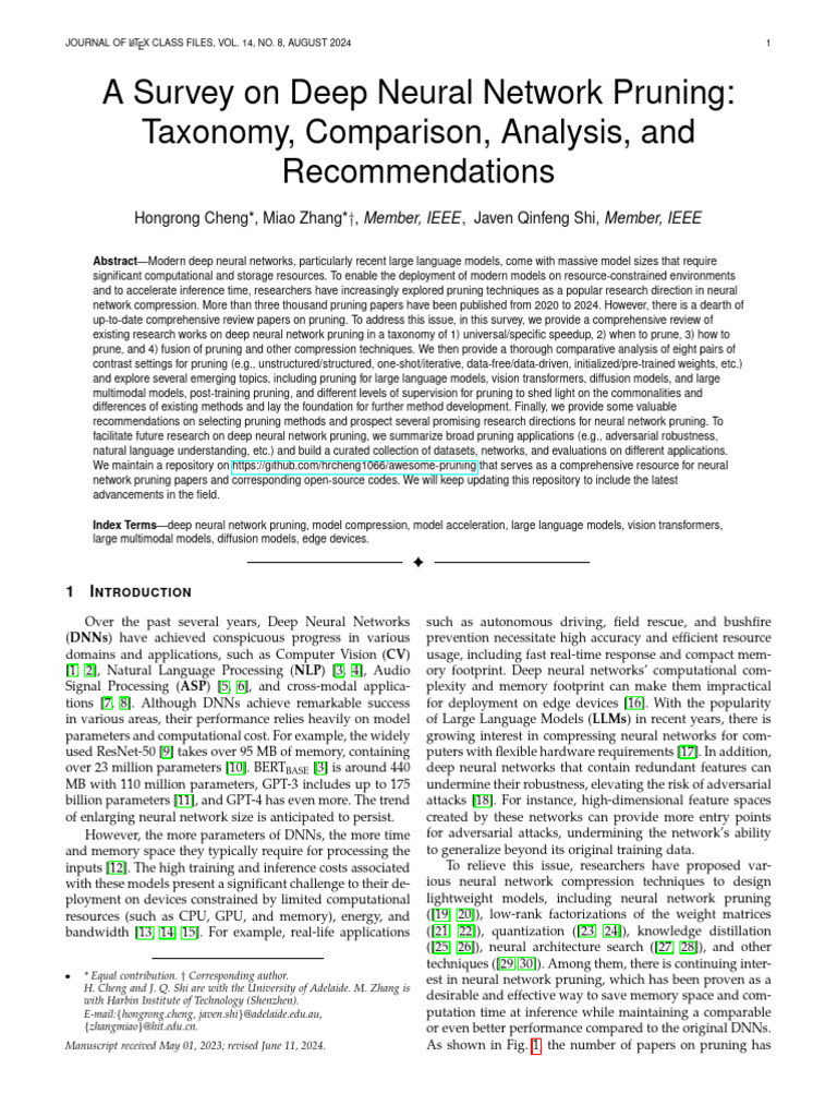 A Survey on Deep Neural Network Pruning Taxonomy, Comparison, Analysis, And Recommendation | PDF ...