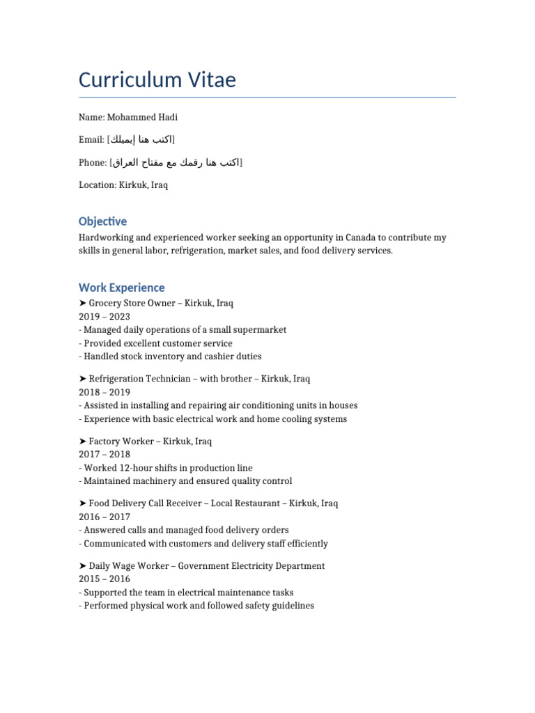 Mohammed Hadi CV | PDF