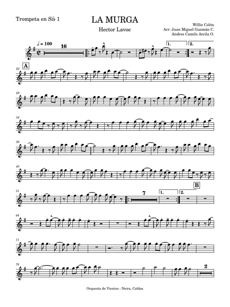 Partitura Trompeta: La Murga | PDF