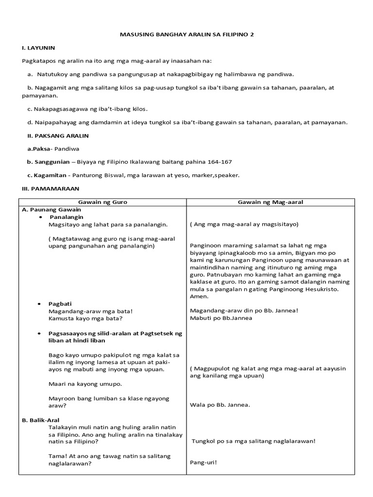 Detailed Lesson Plan in FIlipino 22222 | PDF
