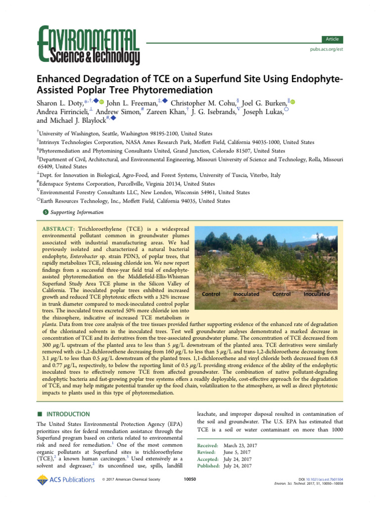 Enhanced Degradation of TCE On A Superfund Site Using Endophyte ...