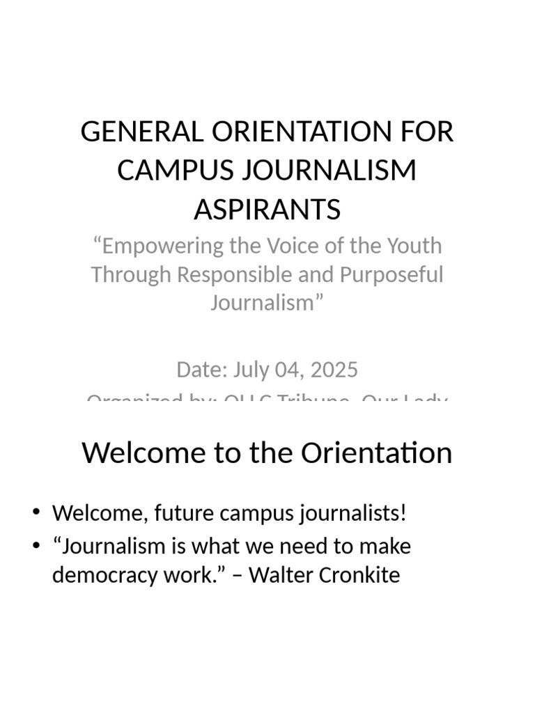 Campus Journalism Orientation Guide | PDF | Journalism | News