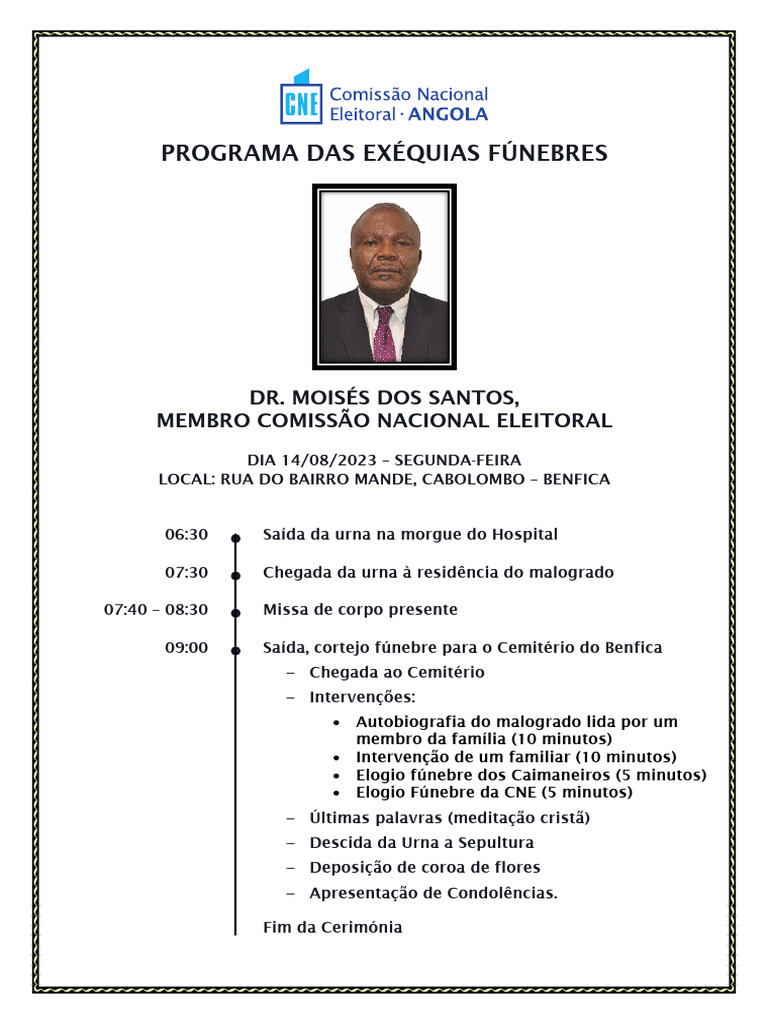 Programa das Exéquias Fúnebres | PDF