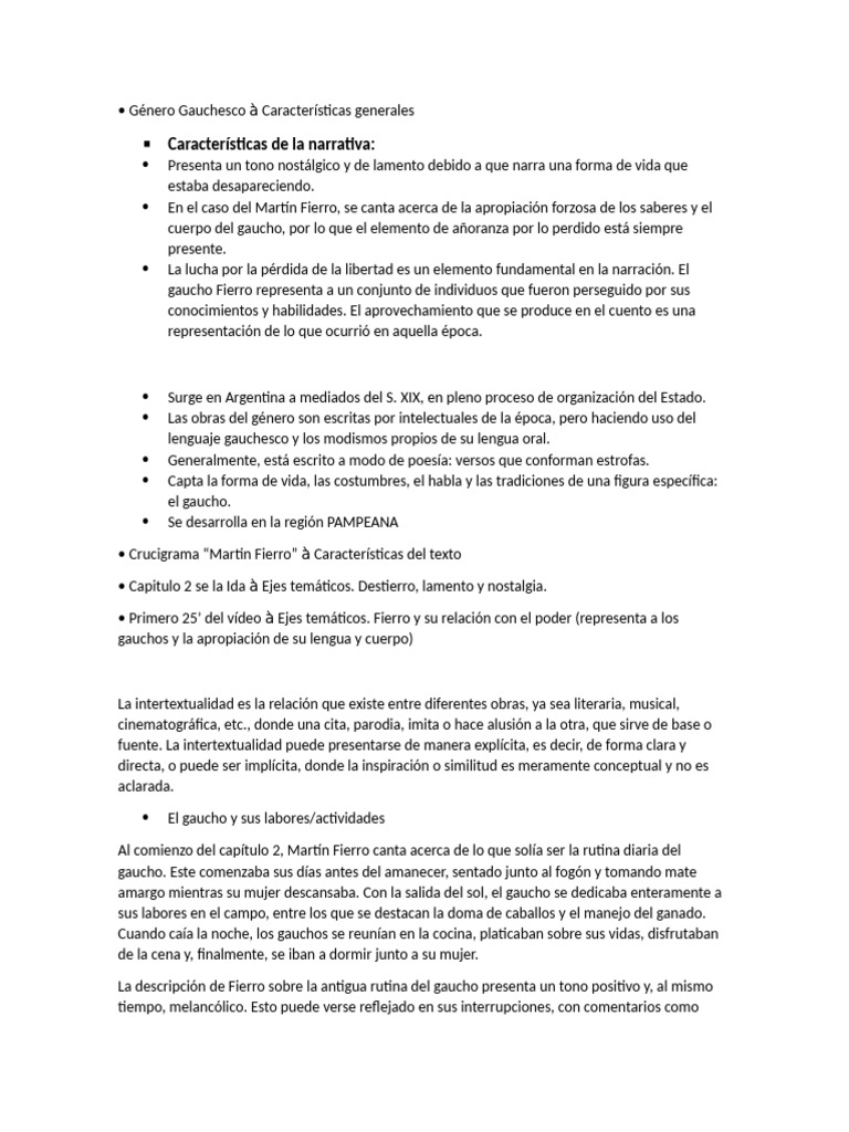 Características del género gauchesco | PDF