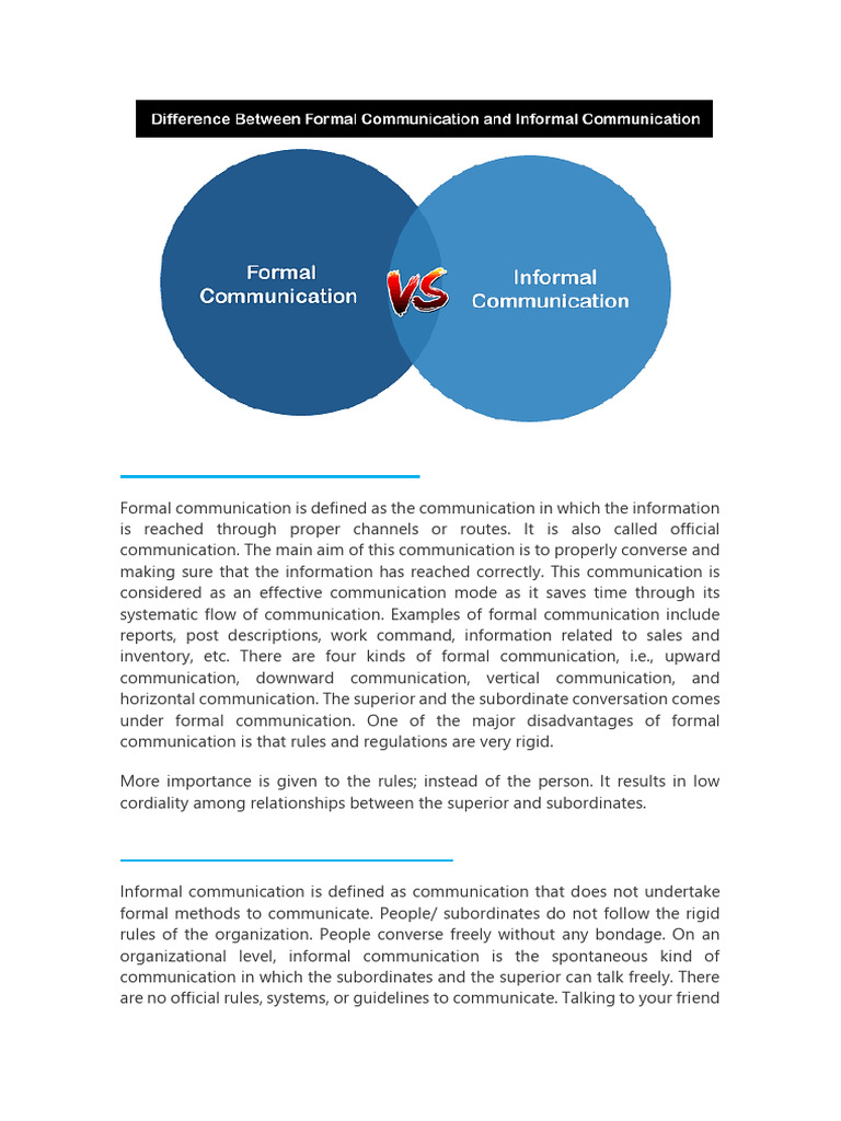 Formal Communication Vs Informal Communication | PDF | Communication ...