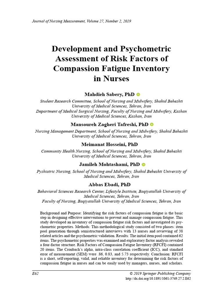 Development and Psychometric Assessment | PDF | Factor Analysis ...