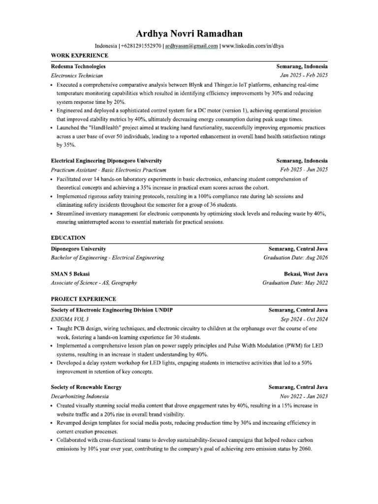 Cv Ats Ardhya Novri Ramadhan_compressed | PDF