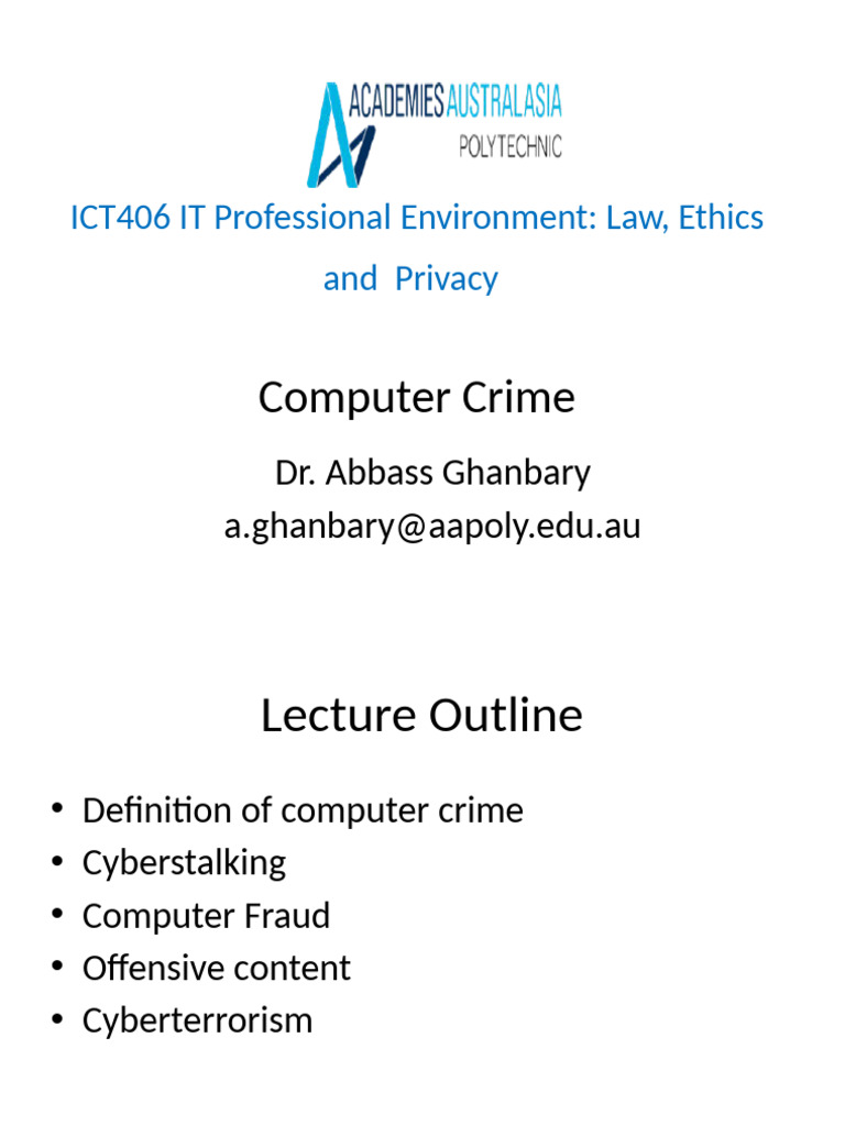 5 Week - ICT406 Computer Crime | PDF | Computer Virus | Spamming