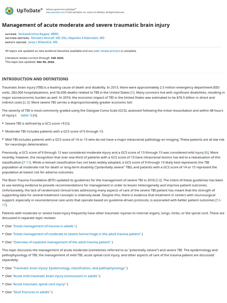 Management of Acute Moderate and Severe Traumatic Brain Injury ...