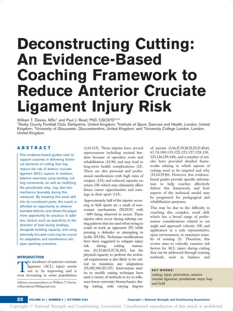 Deconstructing Cutting An Evidence Based Coaching.3 | PDF | Knee ...