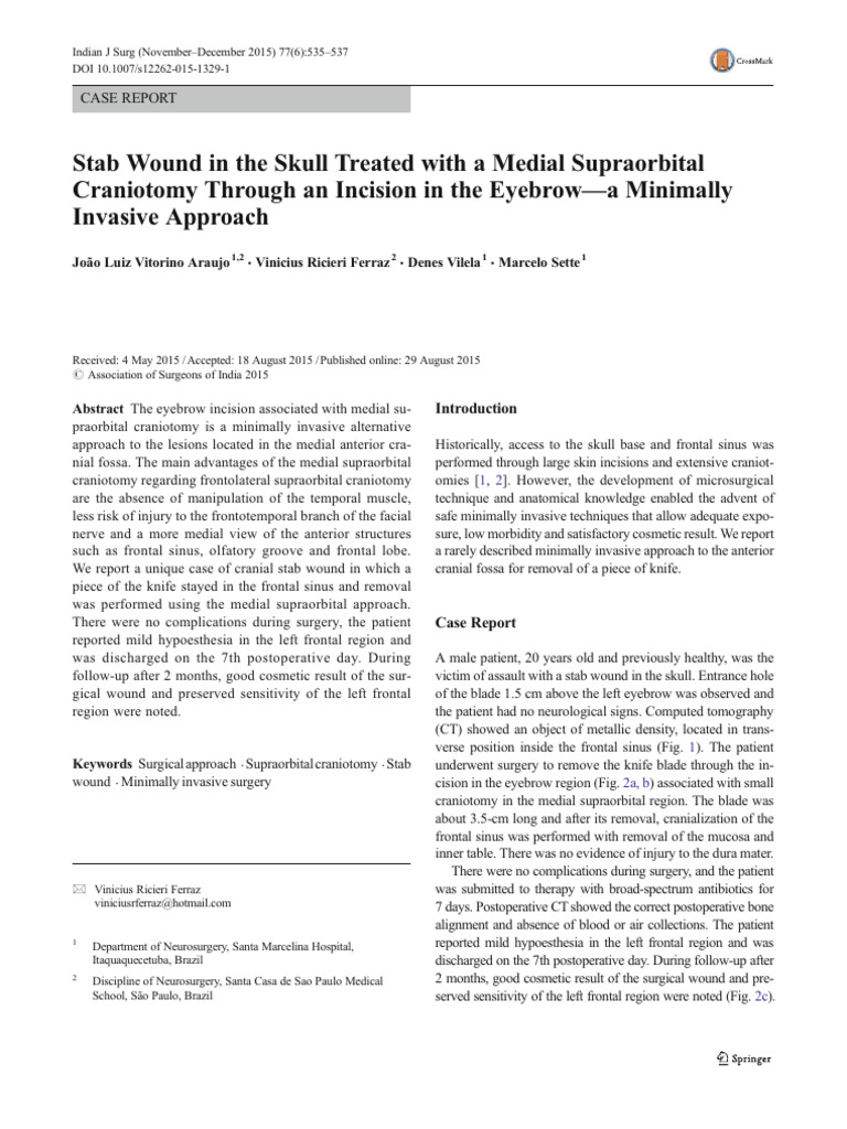 Minimally Invasive Skull Stab Surgery | PDF | Surgery | Skull