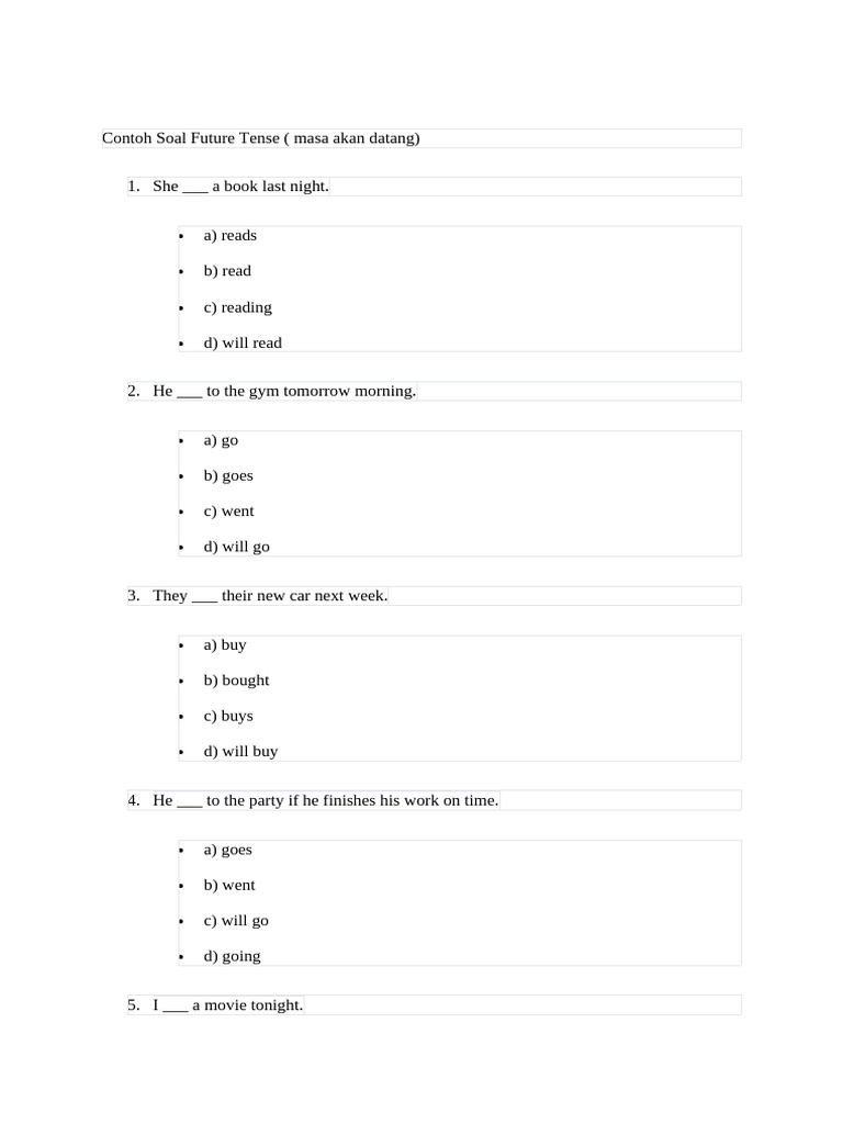 Contoh Soal Future Tense Pdf