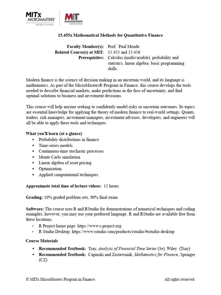 Asset-V1 MITx+FIN.px+2T2022+Type@Asset+Block@15.455x Syllabus Math | PDF | Applied Mathematics ...