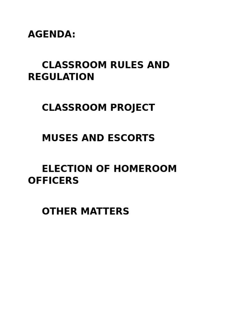Classroom Rules and Officer Elections | PDF