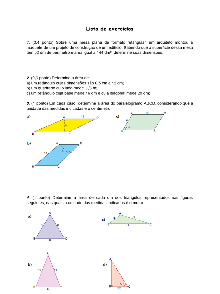 Lista de exerc-cios 2 de Matem-tica - 2- trim. - 3- ano | PDF