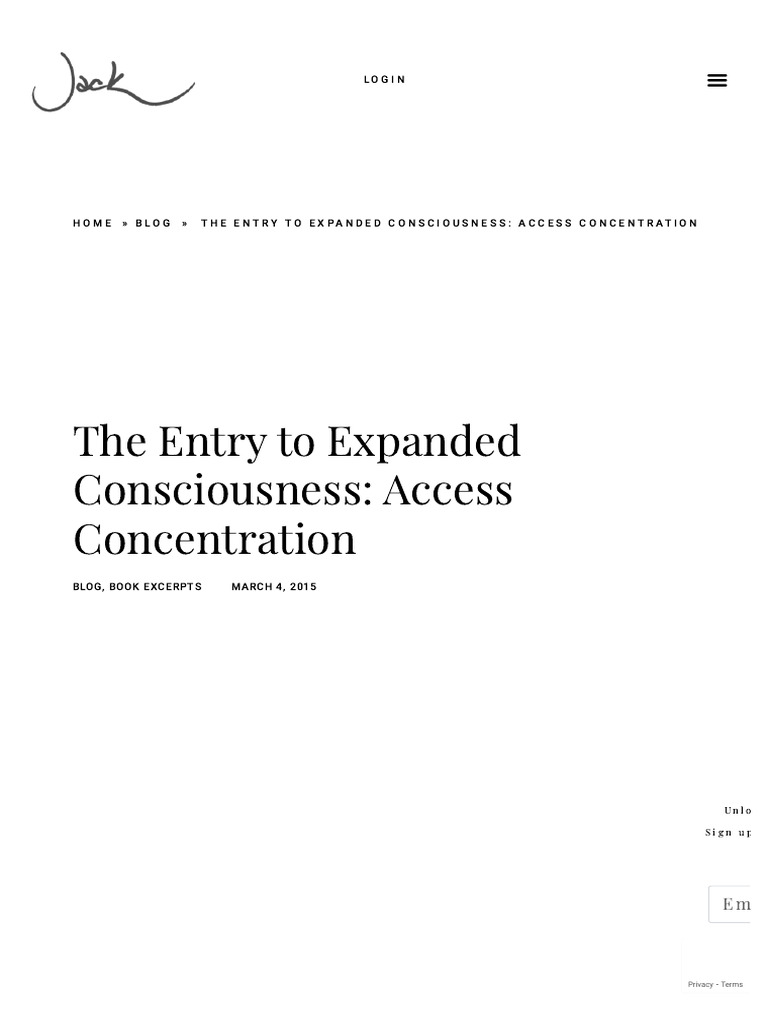 The Entry To Expanded Consciousness - Access Concentration - Jack ...