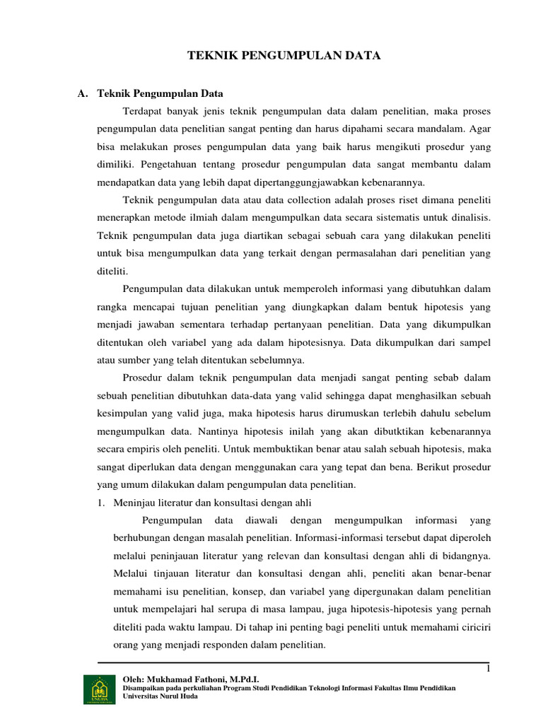 Teknik Pengumpulan Data Penelitian | PDF