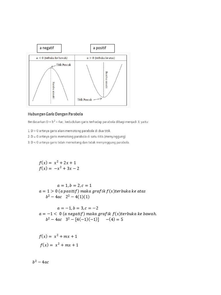 Sifat Grafik Fungsi Kuadrat | PDF