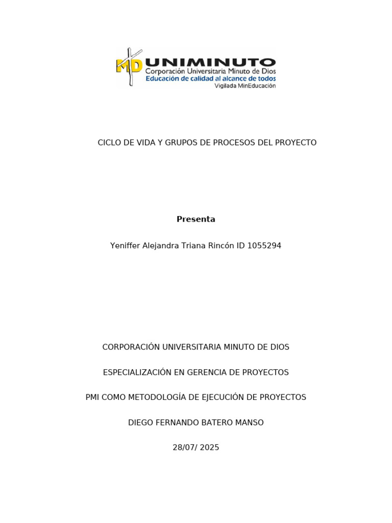 triana_yeniffer_proyectointegrador1 | PDF | Planificación | Gestión de proyectos