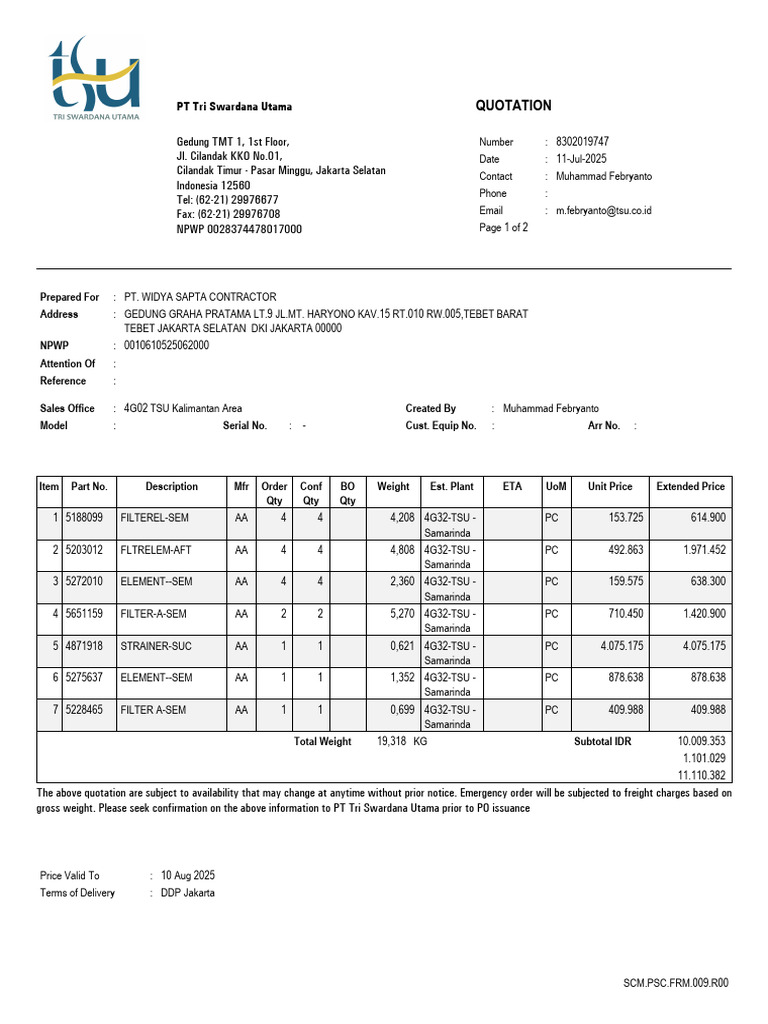11 Jul 2025 Pt. Widya Sapta Contractor | PDF