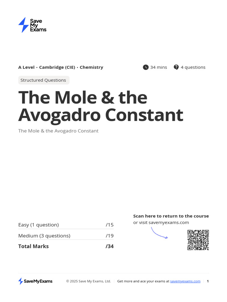 The Mole and The Avogadro Constant | PDF | Mole (Unit) | Gases