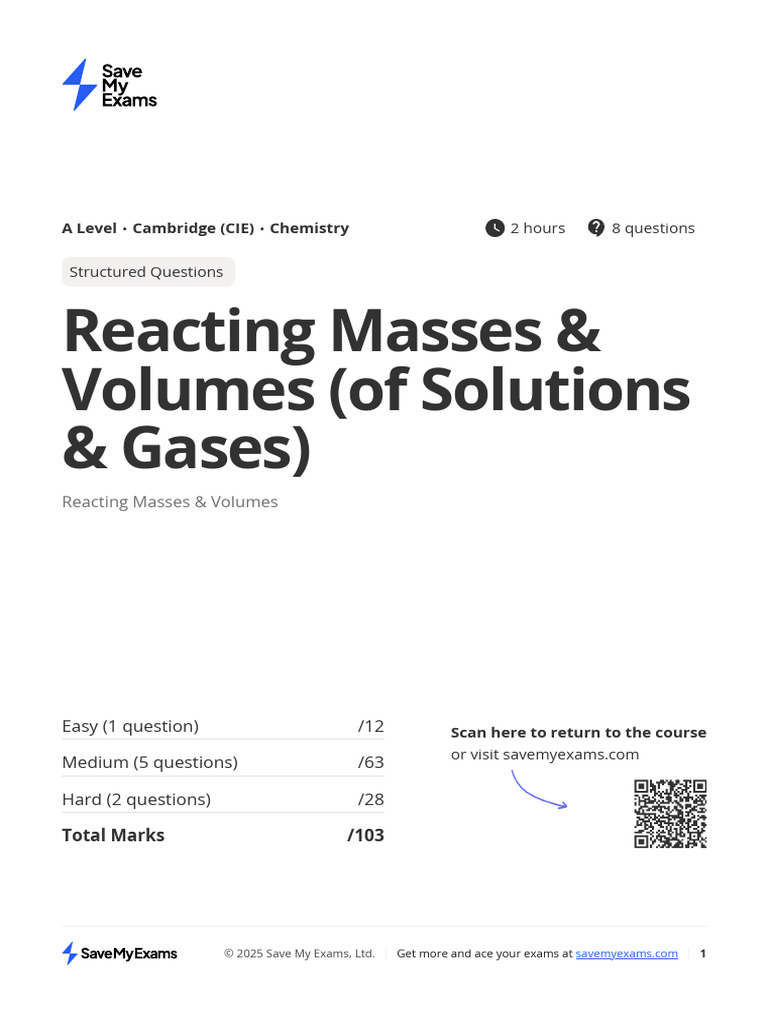 Reacting Masses and Volumes of Solutions and Gases PDF | PDF | Sulfate ...