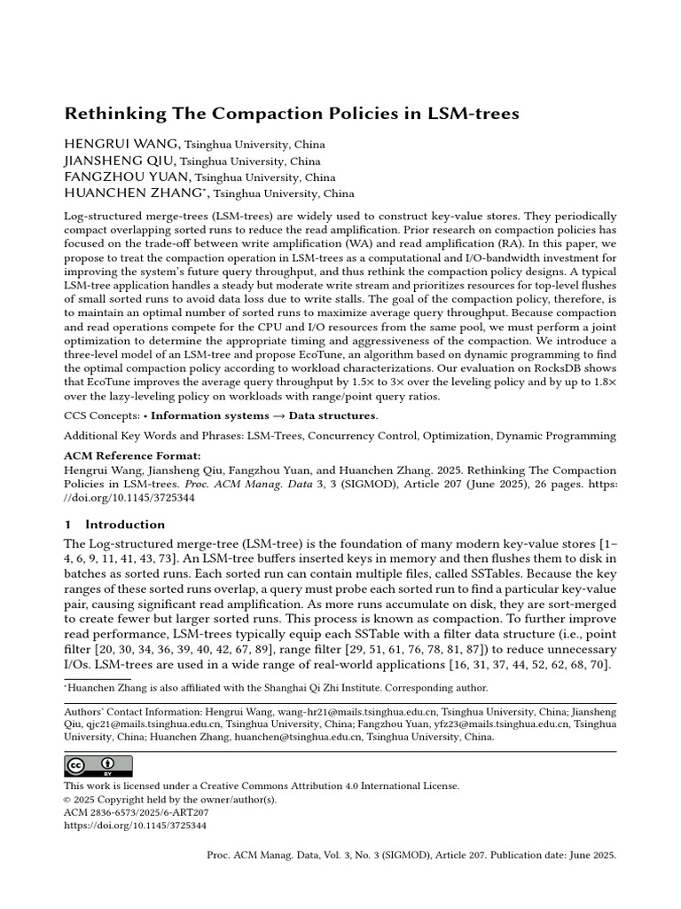 Rethinking The Compaction Policies in LSM-trees | PDF | Solid State Drive | Computing