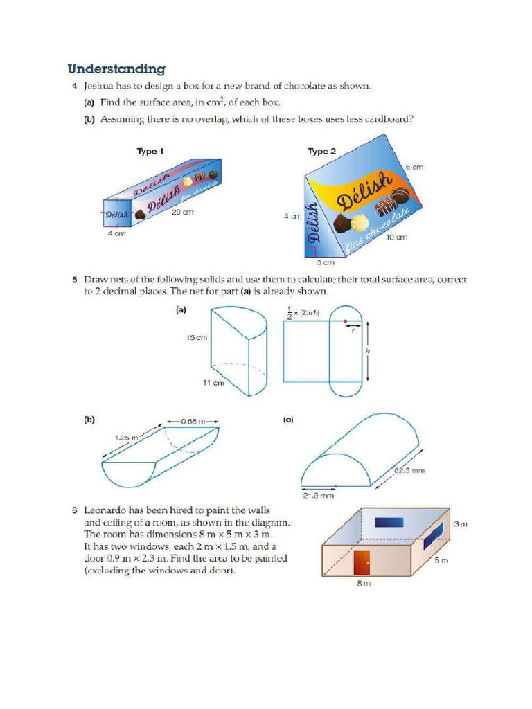 Surface Area Short Answer Questions | PDF