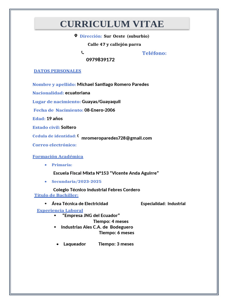 Curriculo Michael Santiago | PDF