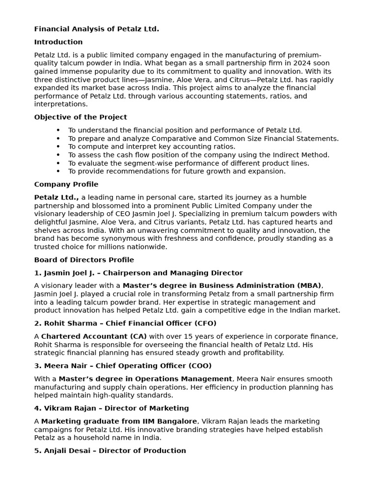 Project Financial Analysis of Petalz LTD | PDF | Expense | Equity (Finance)