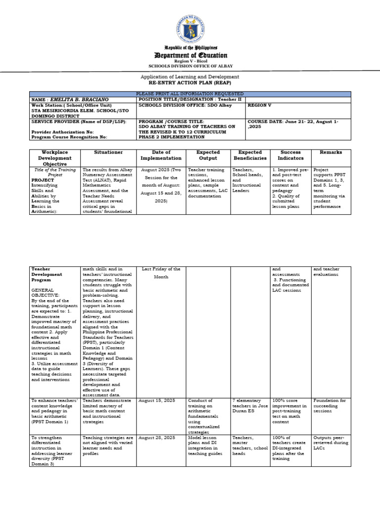 Teacher Training on Math Skills Enhancement | PDF | Educational ...