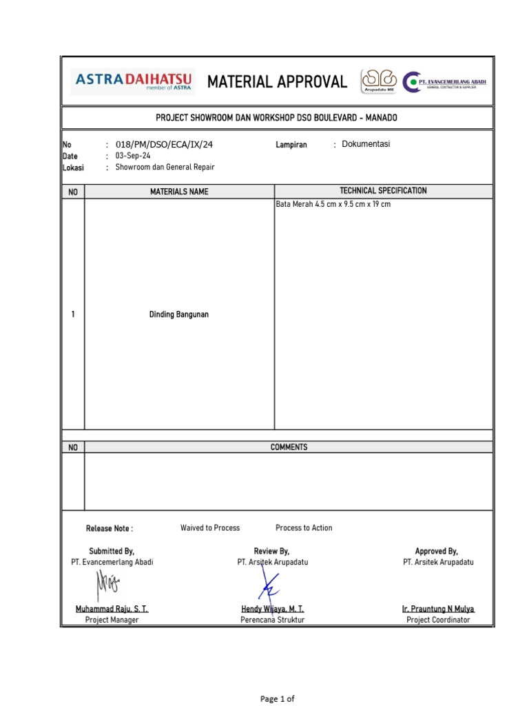 Material Approval for DSO Boulevard Project | PDF