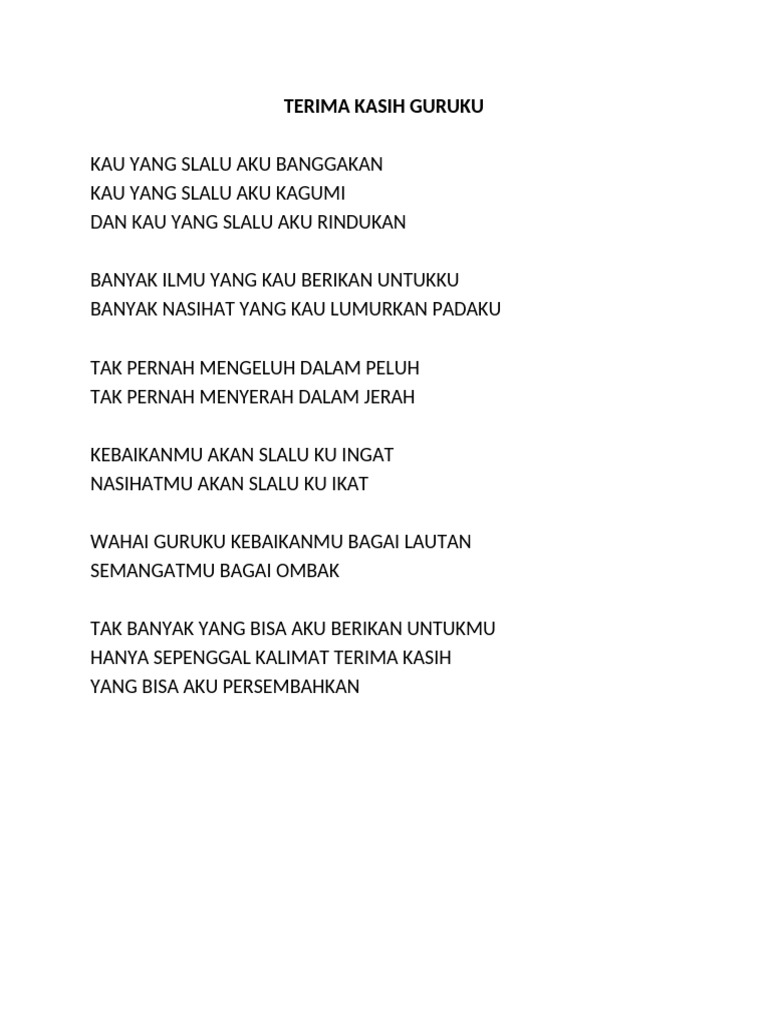 TERIMA KASIH GURUKU | PDF