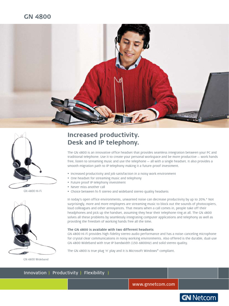GN Netcom 4800 Spec Sheet | PDF | Telephone | Information And Communications Technology