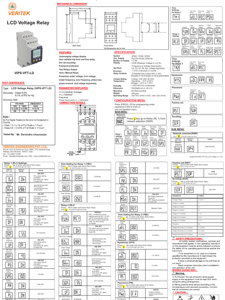 Vips Vft Ld Manual Ac Panel | PDF | Alternating Current | Electricity