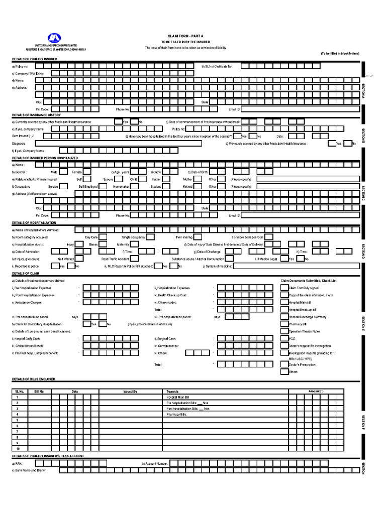 UIIC Claim Form | PDF