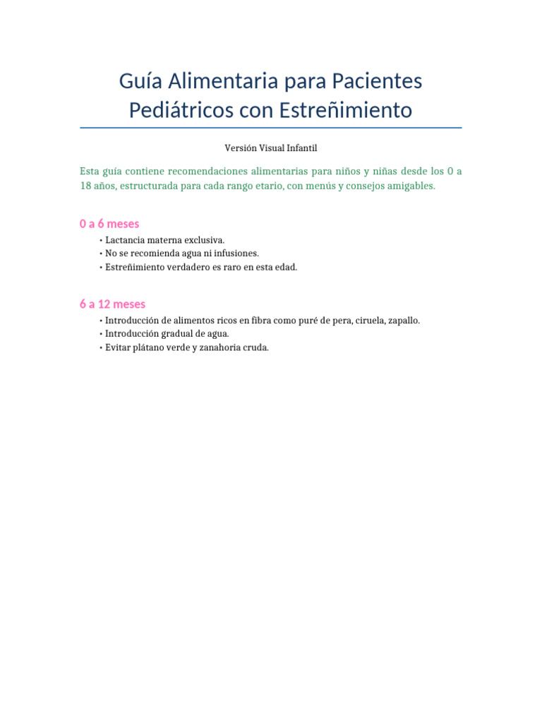Guia Infantil Estreñimiento Pediatrico | PDF