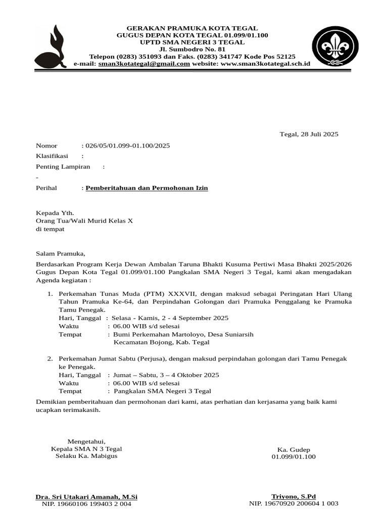 Surat Orang Tua X (PTM + Perjusa) - 1hhggvbb | PDF
