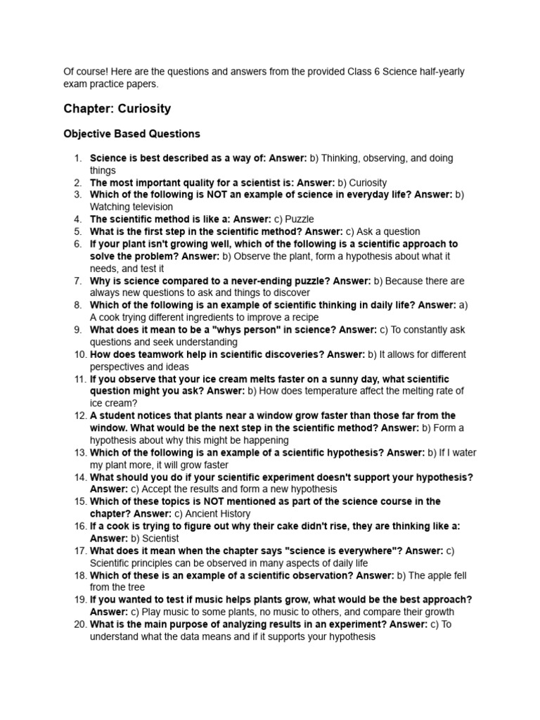Class 6 Science Exam Answers Guide | PDF | Magnet | Leaf