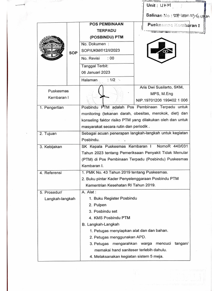 SOP Posbindu PTM | PDF