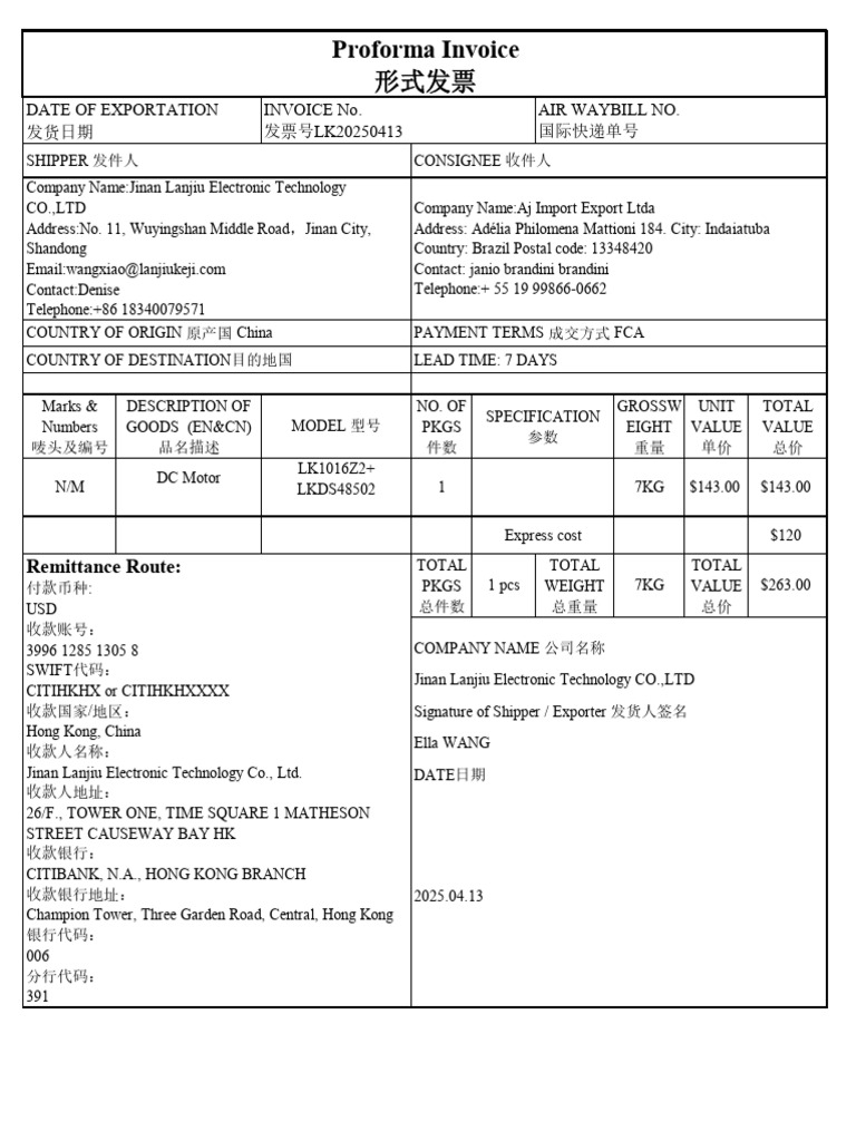 Proforma Invoice | PDF