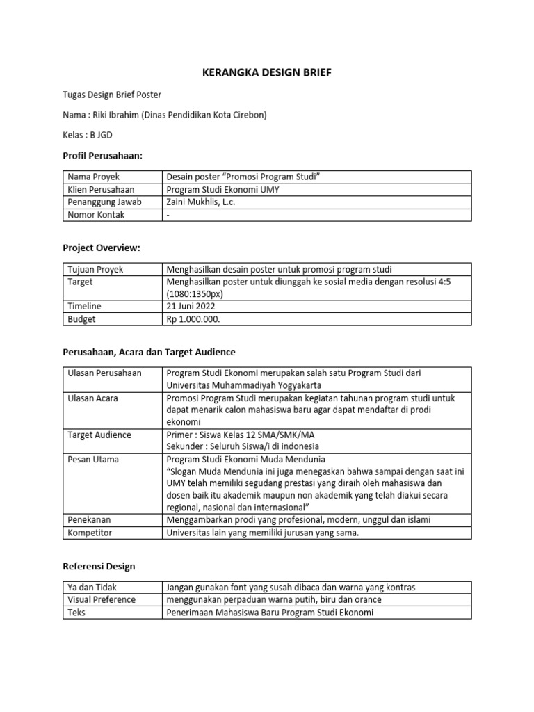 Tugas Design Brief - Riki Ibrahim | PDF