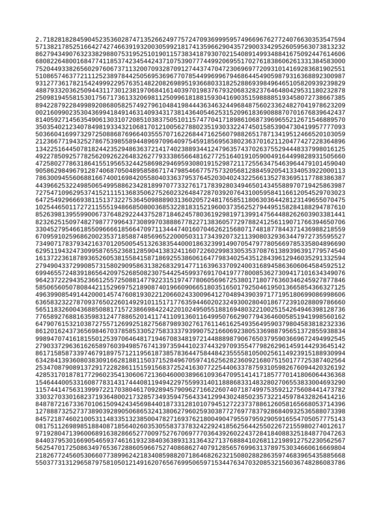 Value of E Till 1 Million Digits | PDF