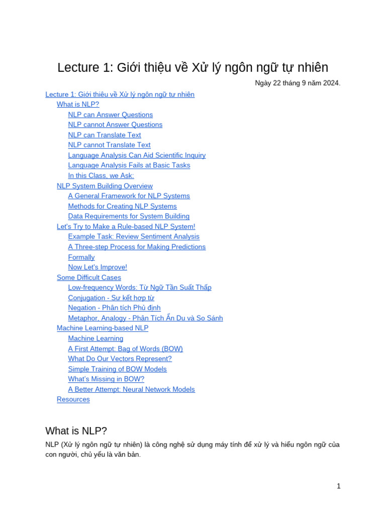 Lecture 1 Intro To NLP | PDF