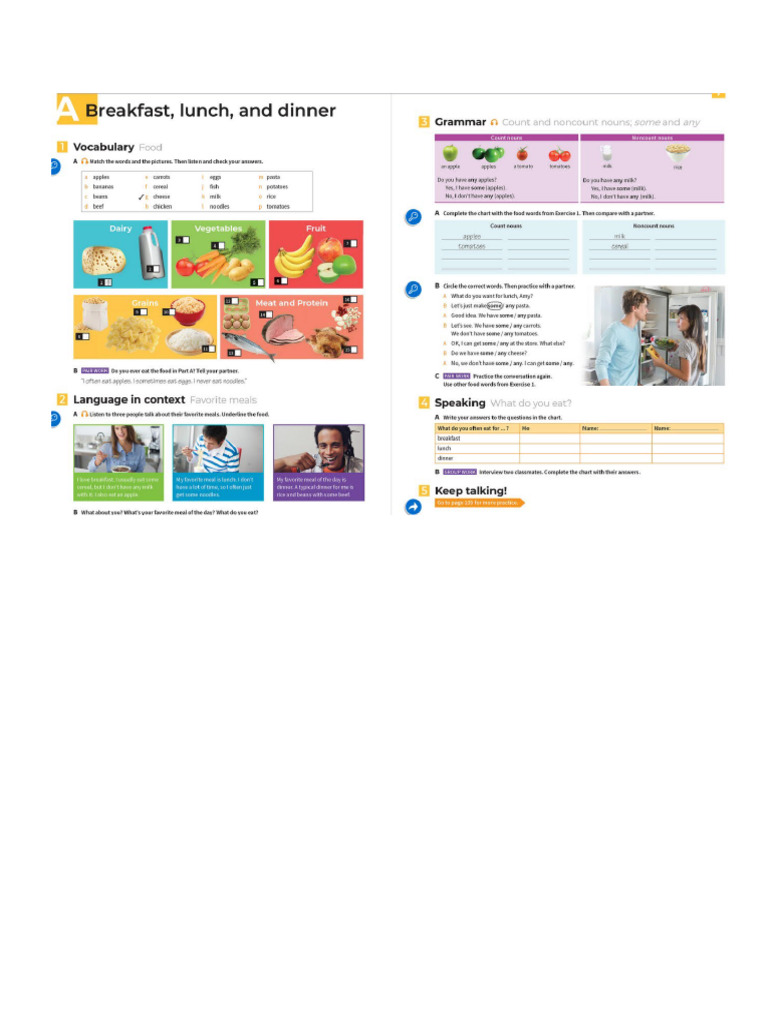 Actividad Countables and Uncountables 1A-1B | PDF