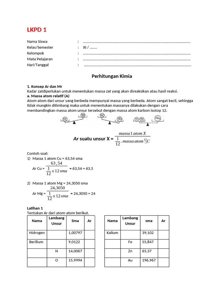 Perhitungan Ar dan Mr dalam Kimia | PDF