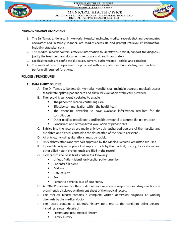 Medical Records Policy Overview | PDF | Medical Record | Medical Diagnosis