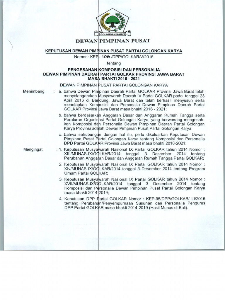 SK Pengurus Prov. Jawa Barat | PDF